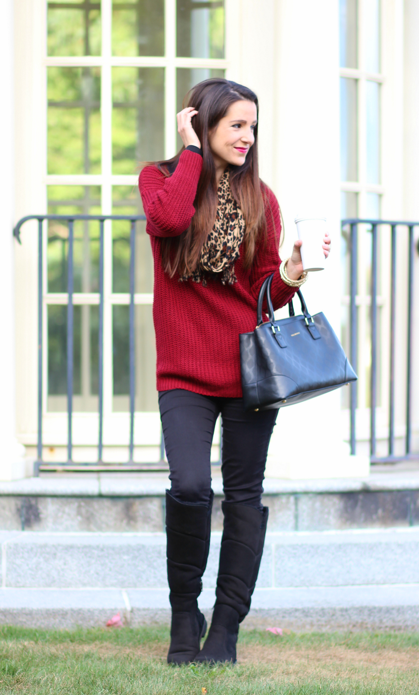 Fresh Breath of Fall: Marsala Sweater + Tall Black UGG Boots | Diary of ...